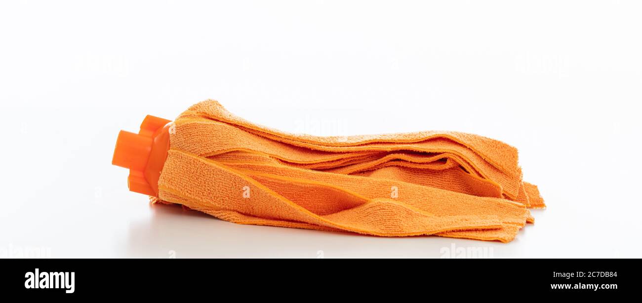 Cleaning mop isolated against white background. Floor moist mop orange ...