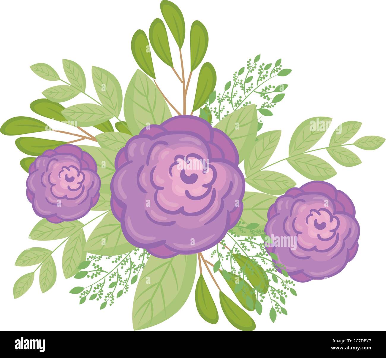 purple flowers with leaves vector design Stock Vector Image & Art - Alamy