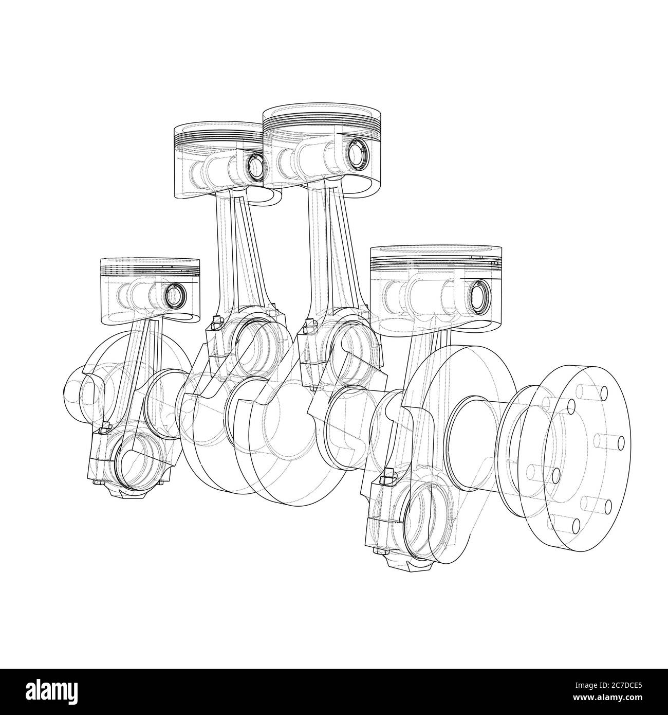 Engine pistons outline. 3d illustration Stock Photo - Alamy