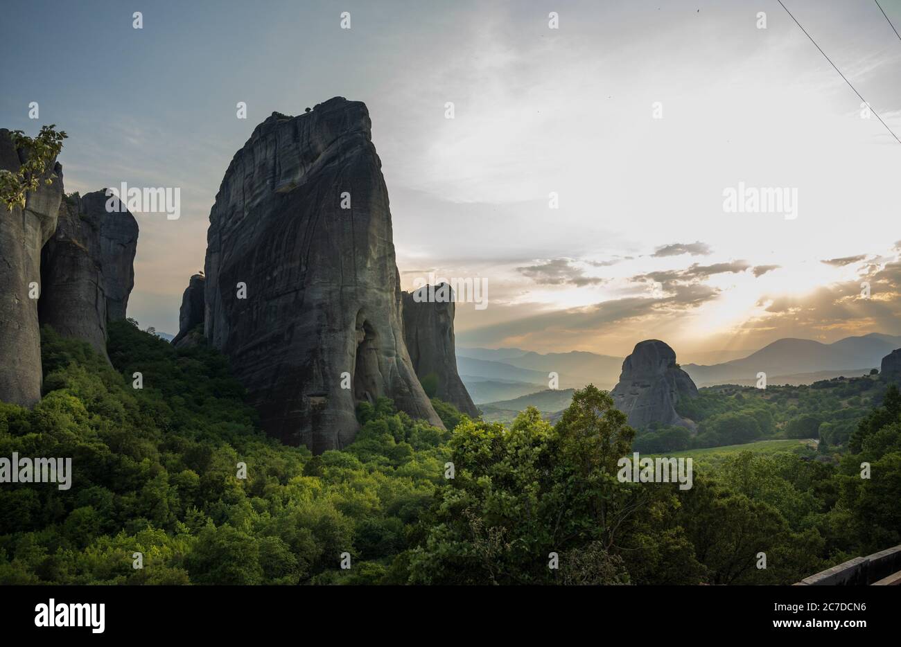 The Meteora monasteries with their scenic location on the rocks in ...