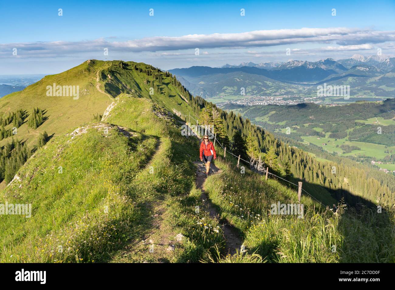 allgaeu alps, mountains, hiking, senior woman, walking, solitude ...