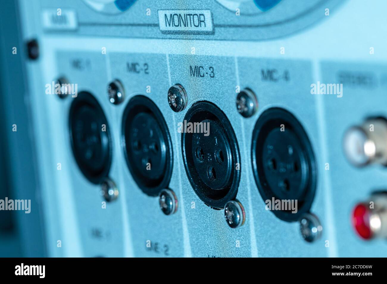 Rear panel of music system amplifier with wires Stock Photo - Alamy