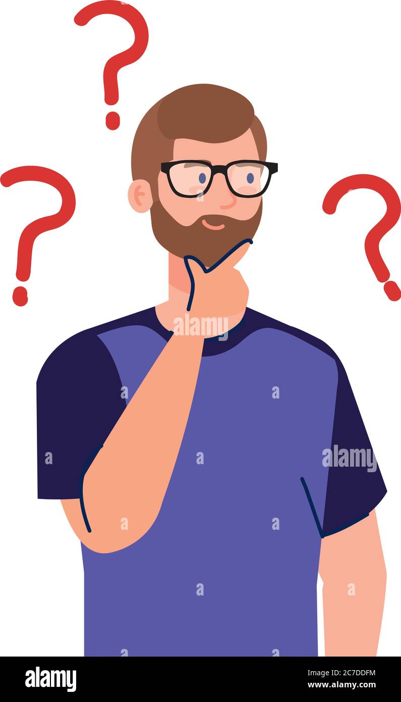 Man avatar thinking with question marks vector design Stock Vector ...