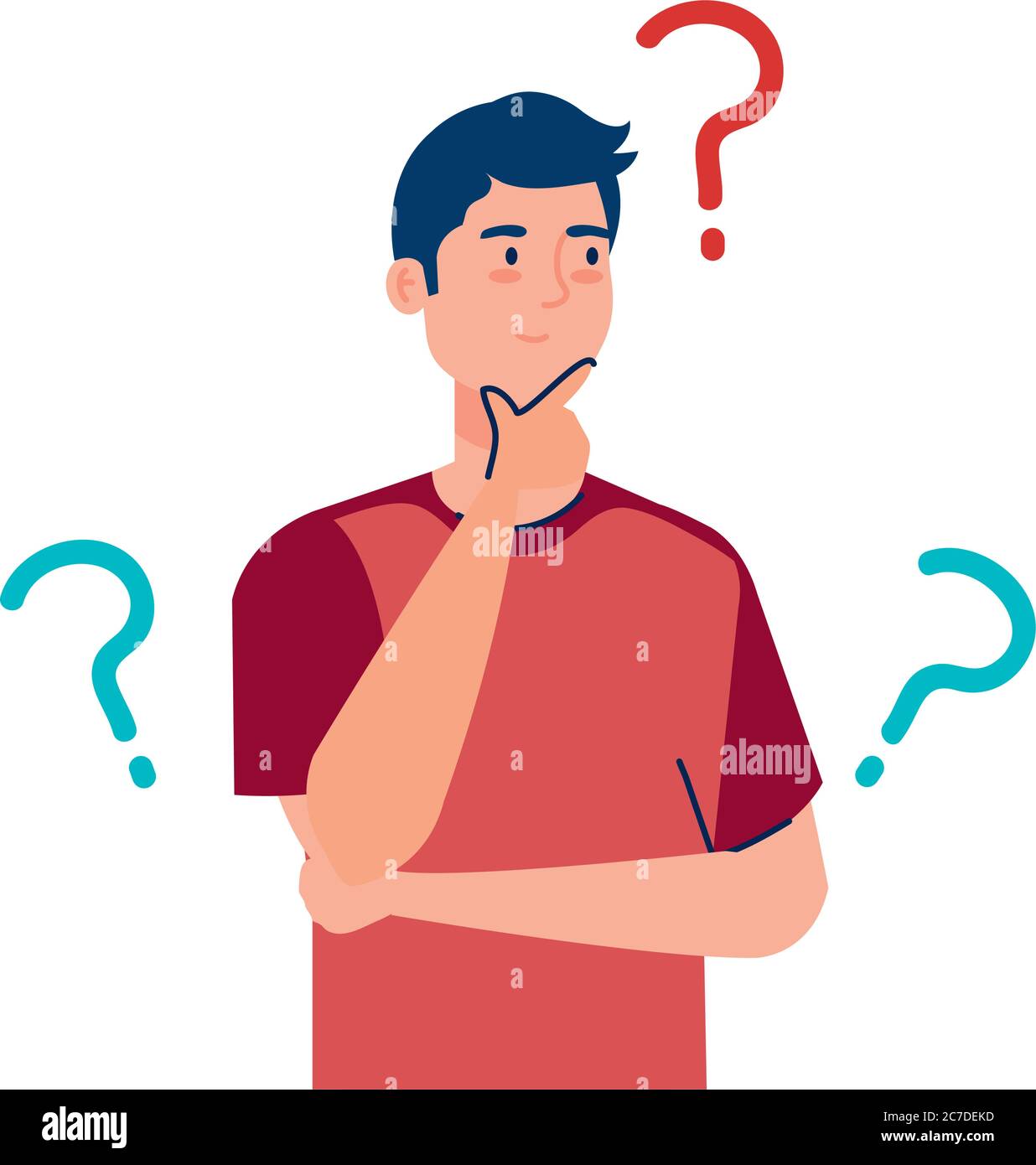 Man avatar thinking with question marks vector design Stock Vector ...