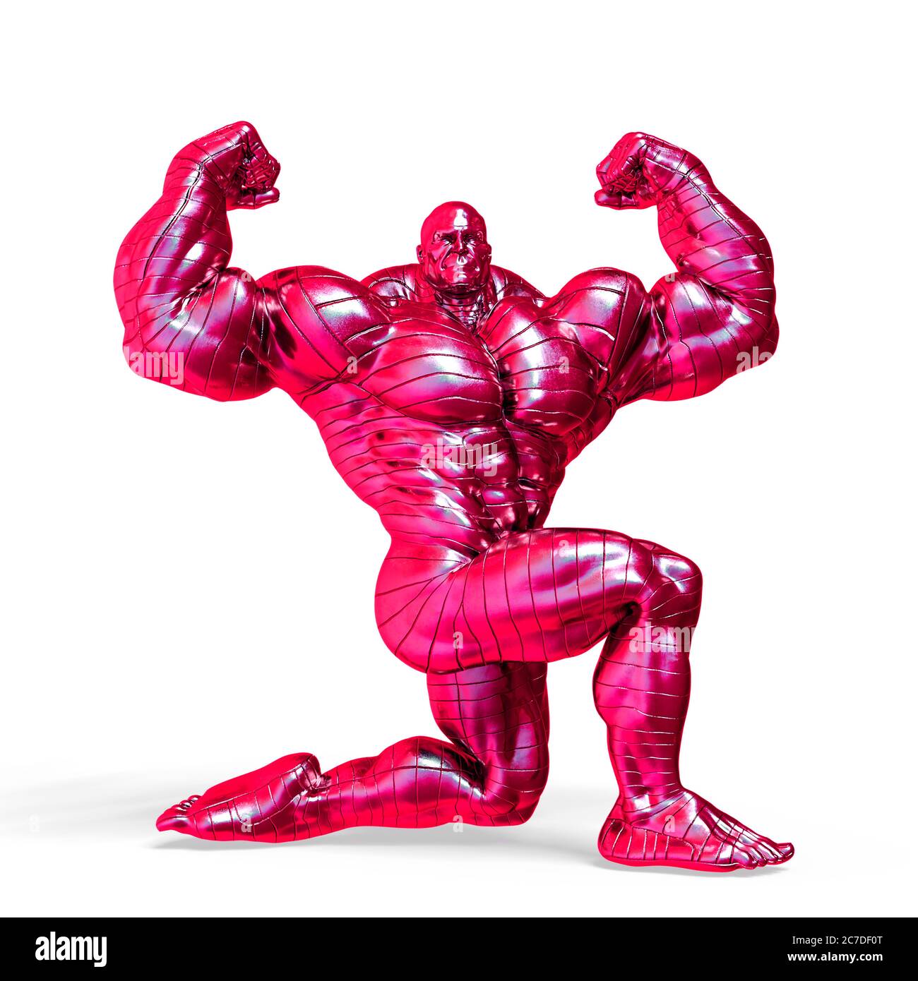 man made of steel doing a bodybuilder pose number twelve in a white ...
