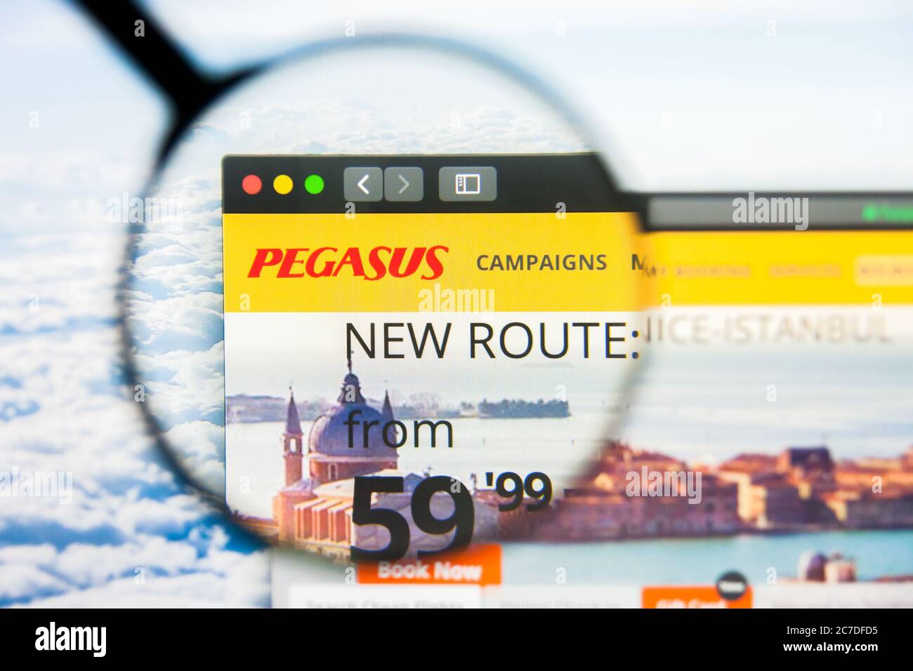 Los Angeles, California, USA - 21 March 2019: Illustrative Editorial of Pegasus Airlines website ...