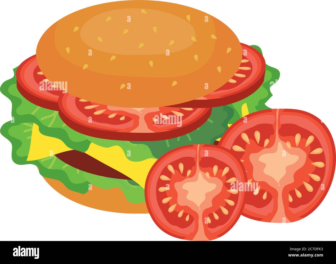 Isolated hamburger and tomatoes vector design Stock Vector Image & Art ...