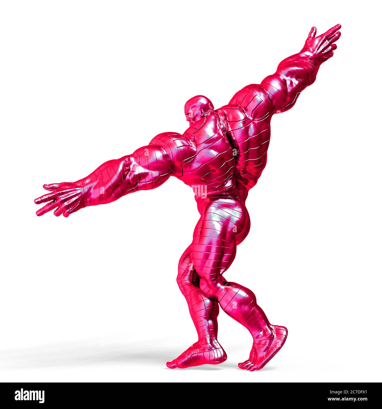 man made of steel doing a bodybuilder pose number seven in a white ...