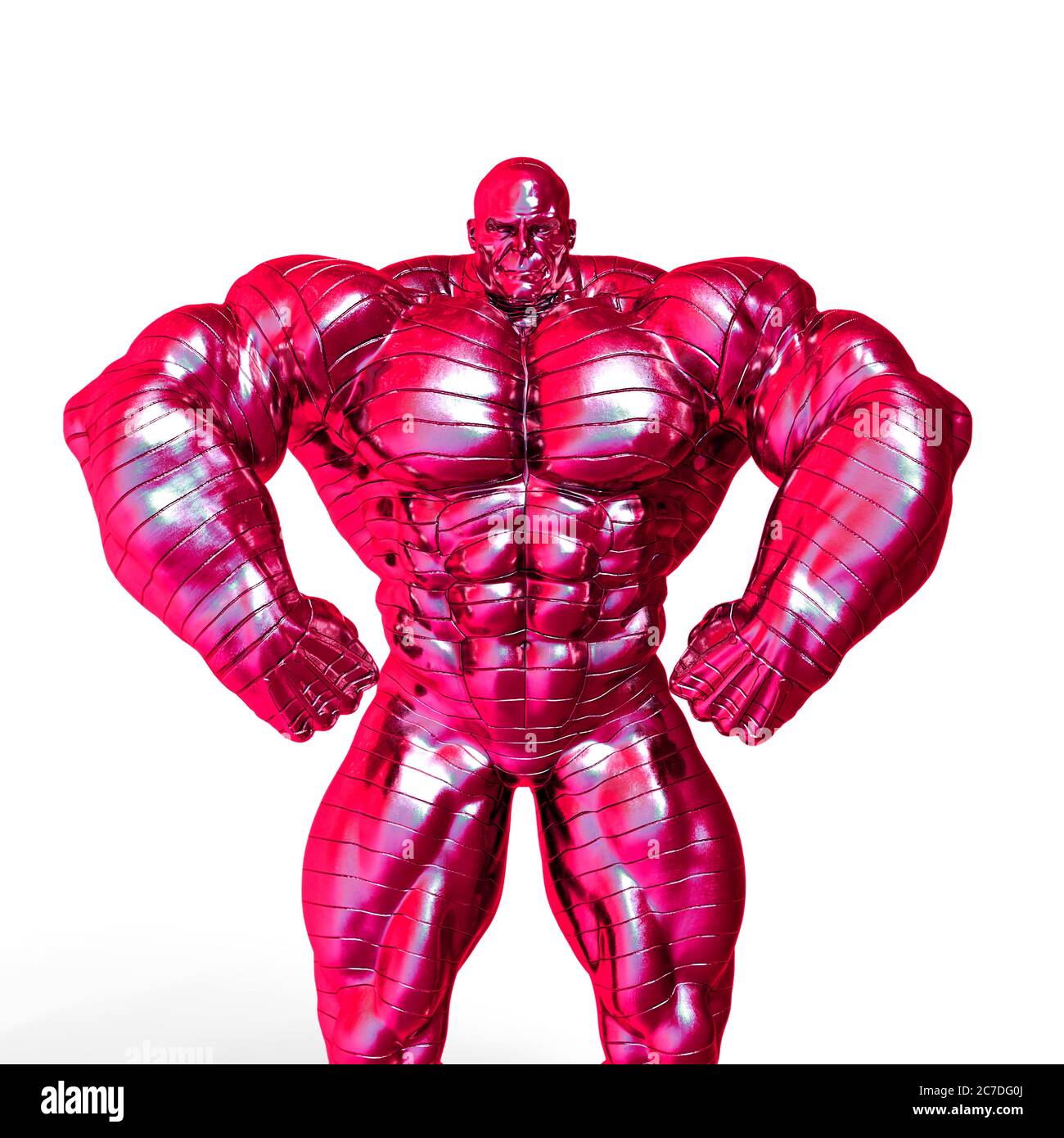 man made of steel doing a bodybuilder pose number nine close up in a ...