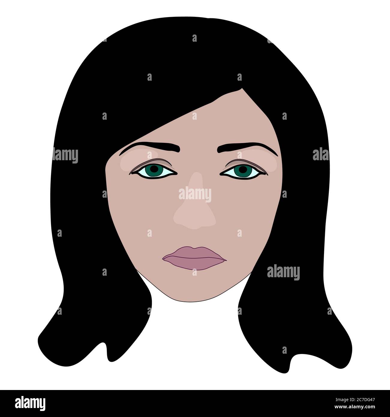 European woman hooded droopy eyes looks sad first signs of aging. Hand ...