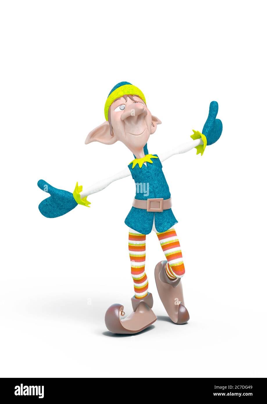 Christmas elf smiling gift Cut Out Stock Images & Pictures - Alamy