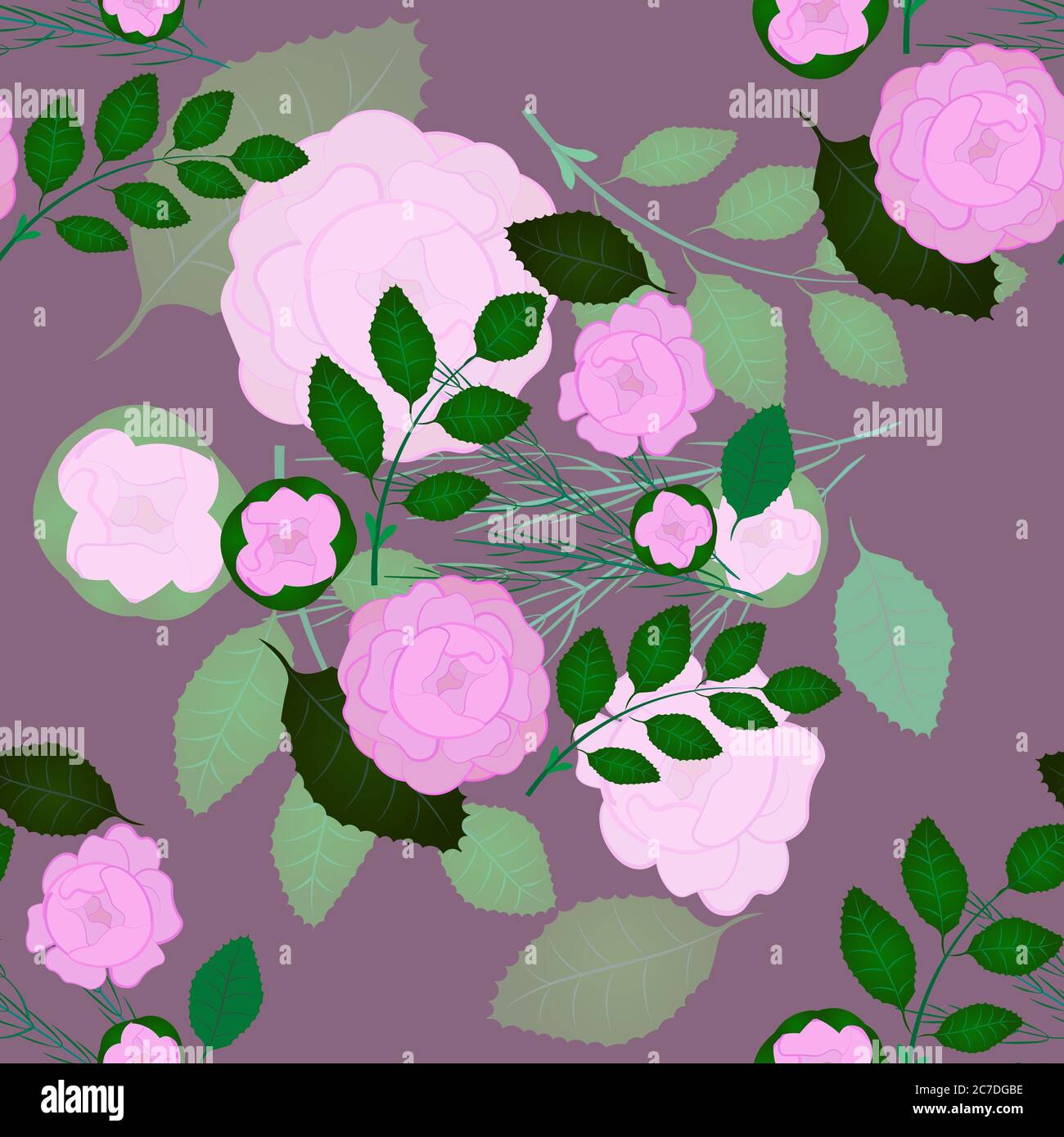 composition of pink roses seamless pattern element Stock Photo - Alamy