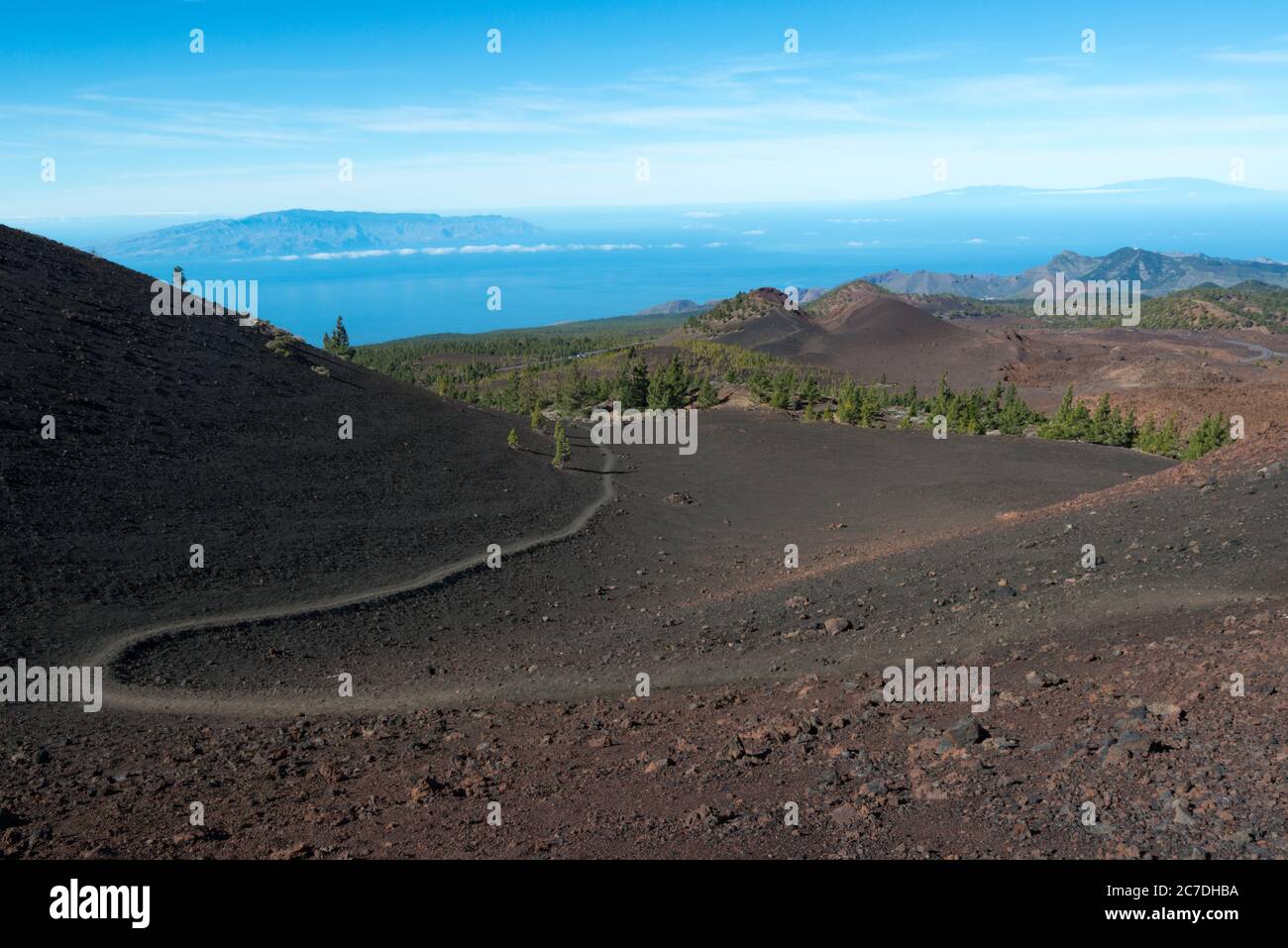 A path winding up Mount Teide in Tenerife, Canary Islands, Spain Stock ...