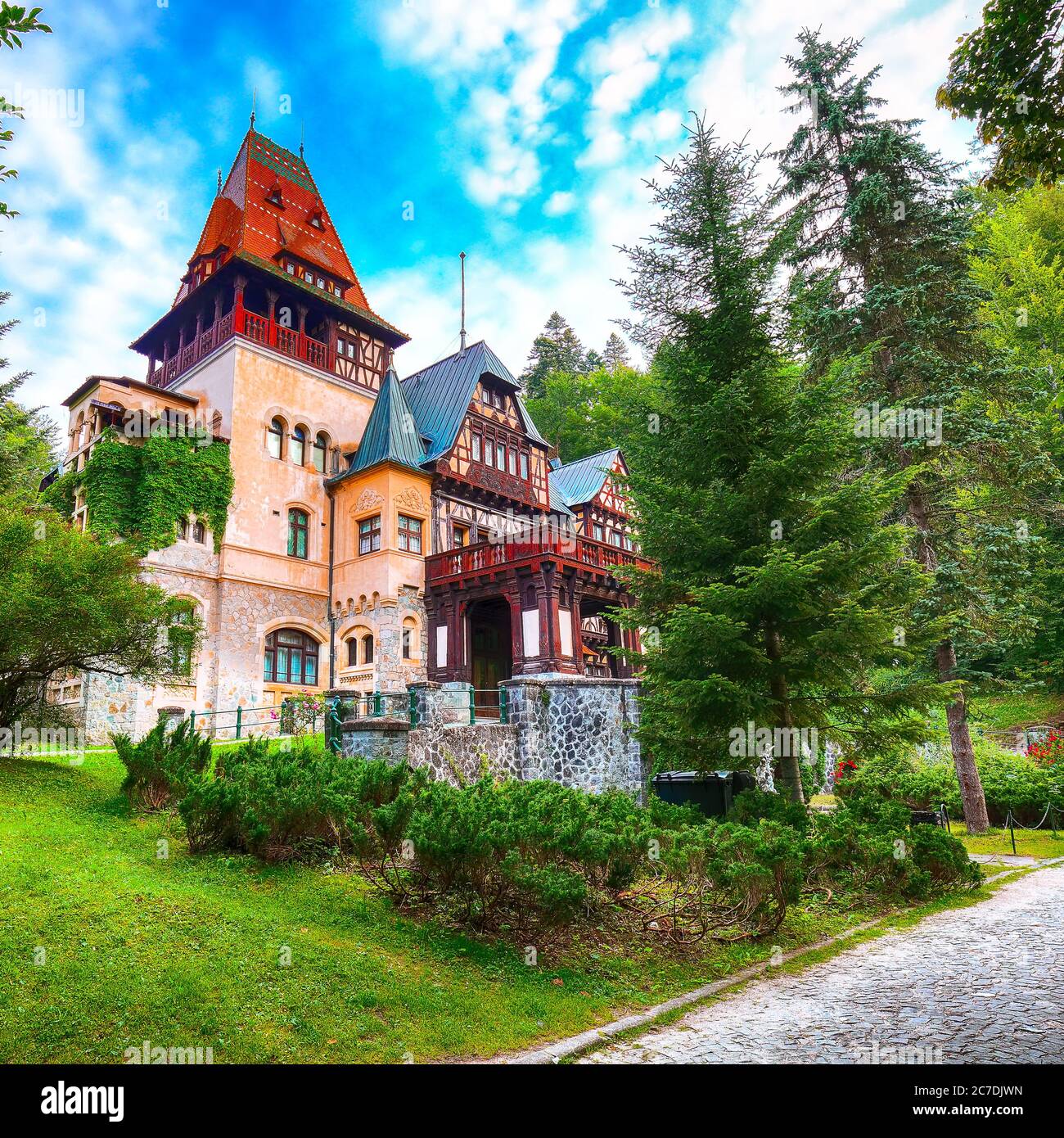 Pelisor castle summer residence in Sinaia, part of the complex as Peles ...