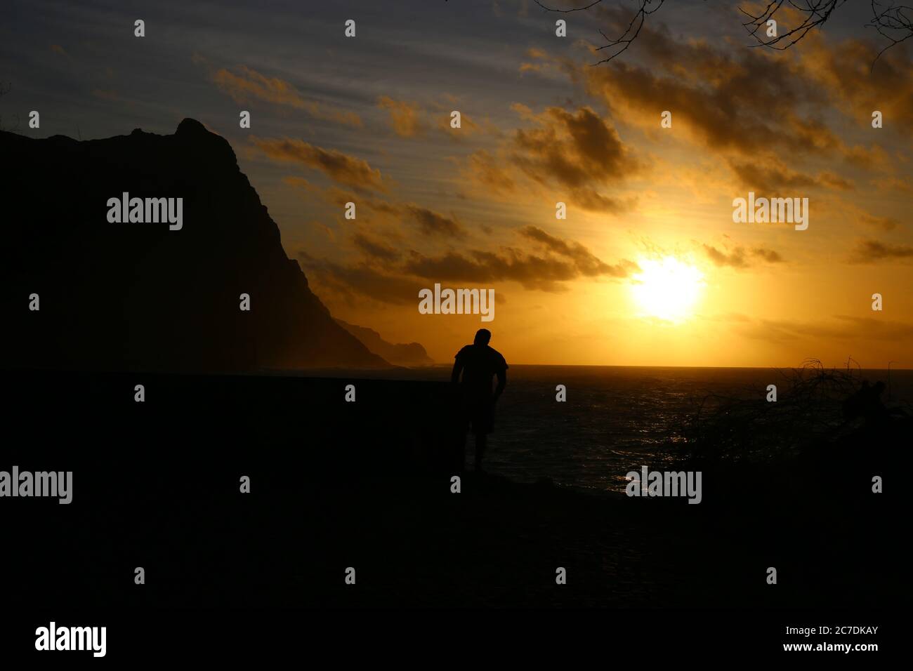Sunset in the famous Ponta do Sol, Santo Antao, Cape Verde Stock Photo ...