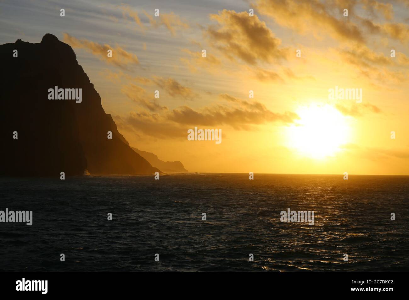 Sunset in the famous Ponta do Sol, Santo Antao, Cape Verde Stock Photo ...