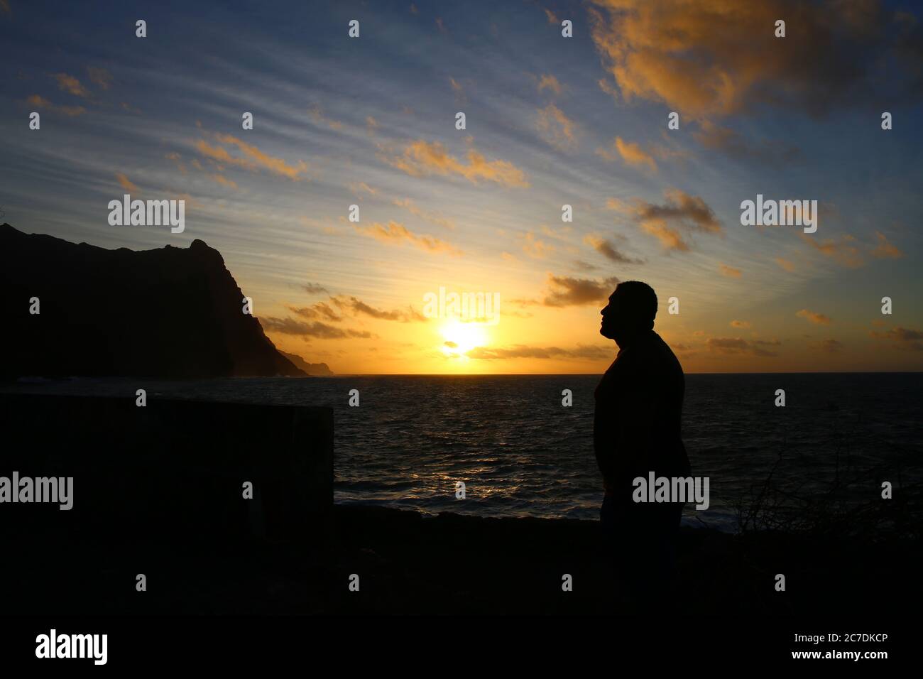 Sunset in the famous Ponta do Sol, Santo Antao, Cape Verde Stock Photo ...