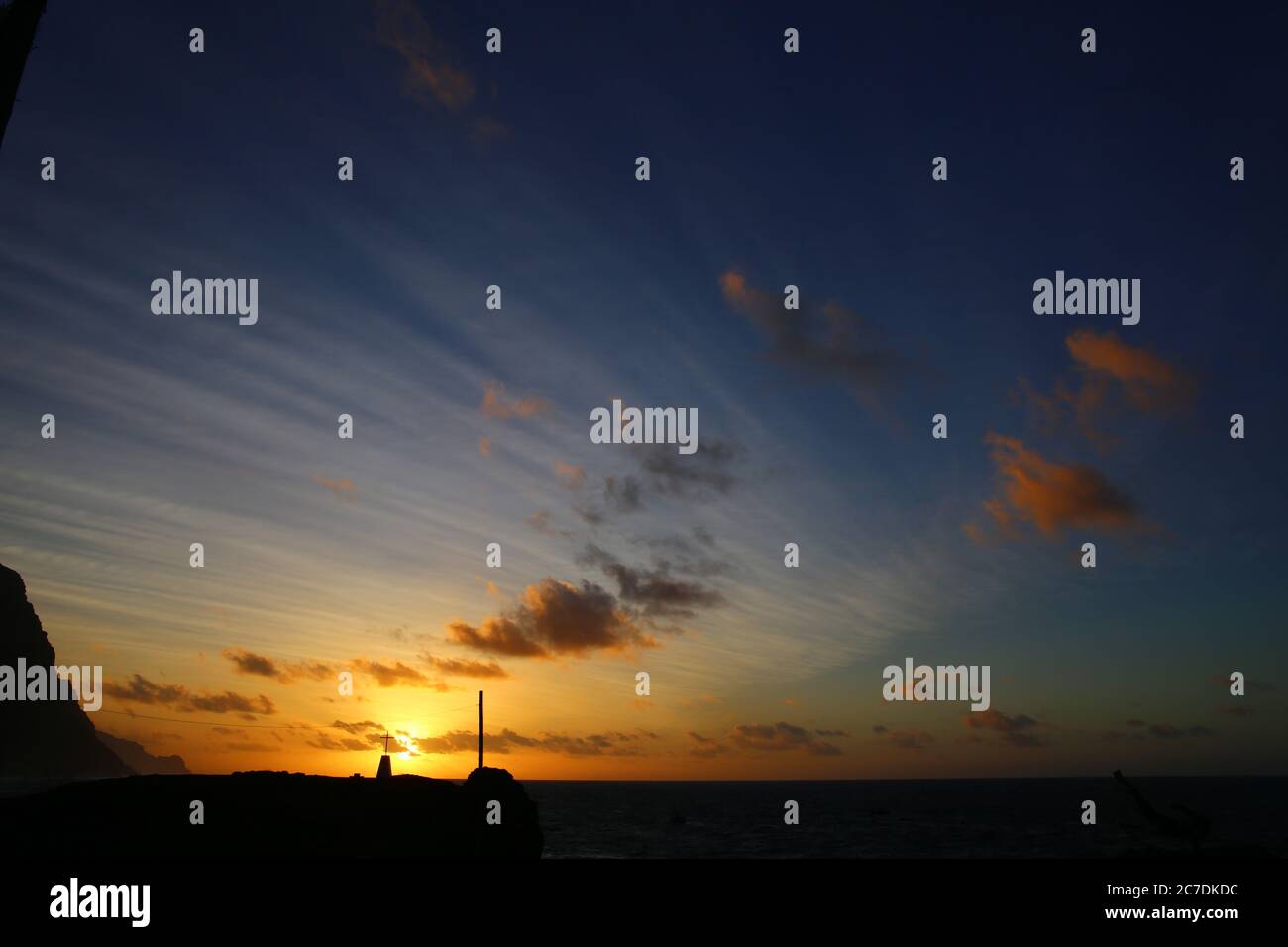 Sunset in the famous Ponta do Sol, Santo Antao, Cape Verde Stock Photo ...