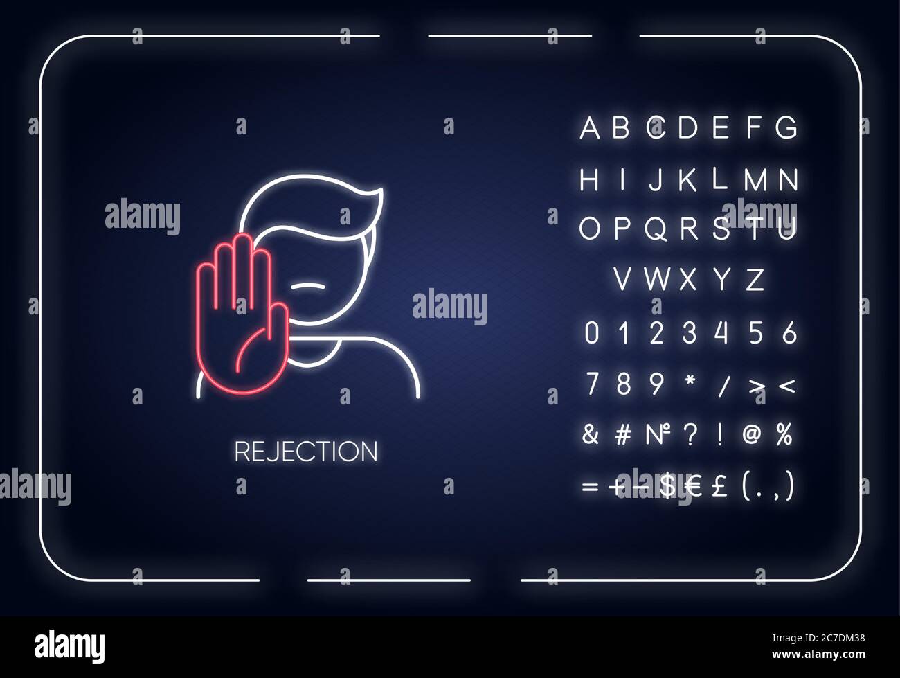 Rejection neon light icon. Outer glowing effect. Forbiddance ...