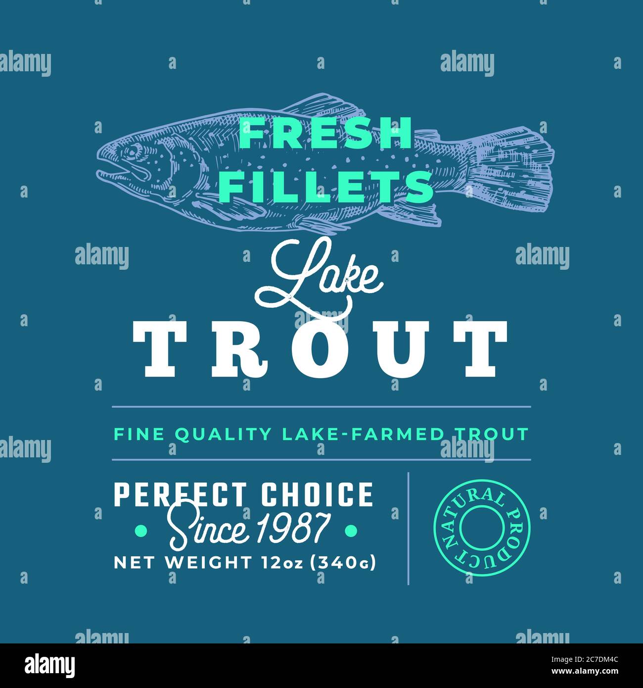 Fresh Fillets Premium Quality Label . Abstract Vector Fish Packaging ...