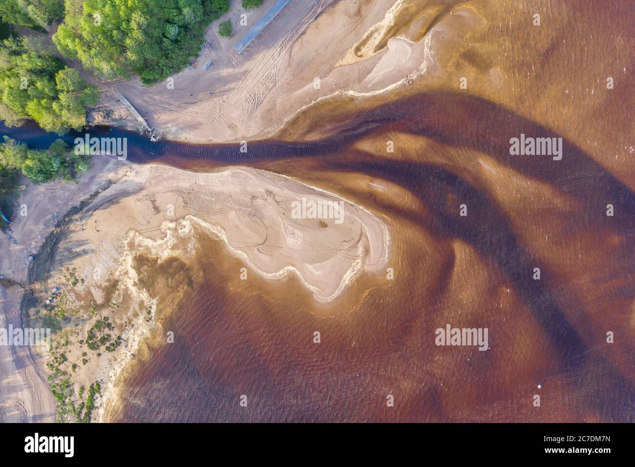 aerial view of the river flowing into the bay Stock Photo - Alamy