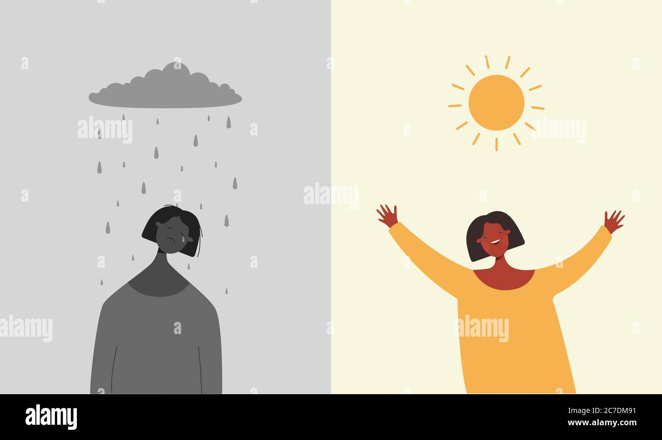 Sun is happy rain sad illustration. Character is sad when it rains and ...