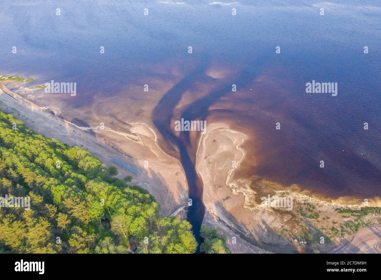 aerial view of the river flowing into the bay Stock Photo - Alamy