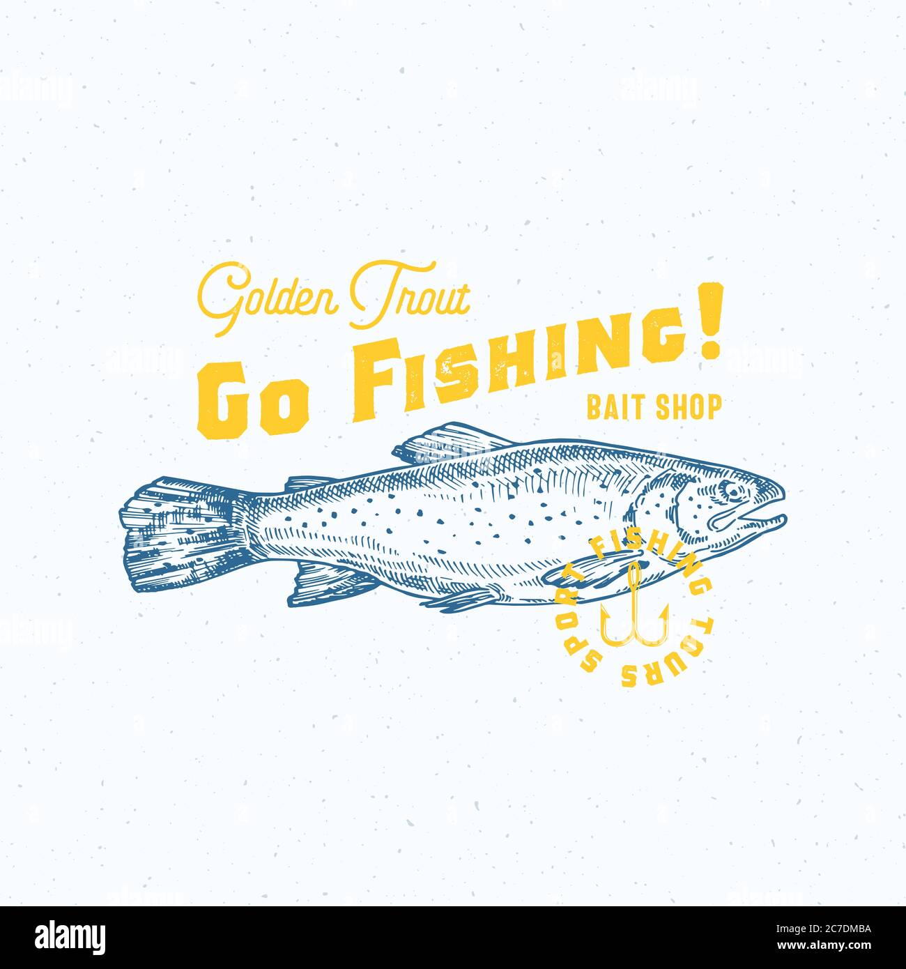 Go Fishing Golden Trout. Abstract Vector Sign, Symbol or Logo Template ...