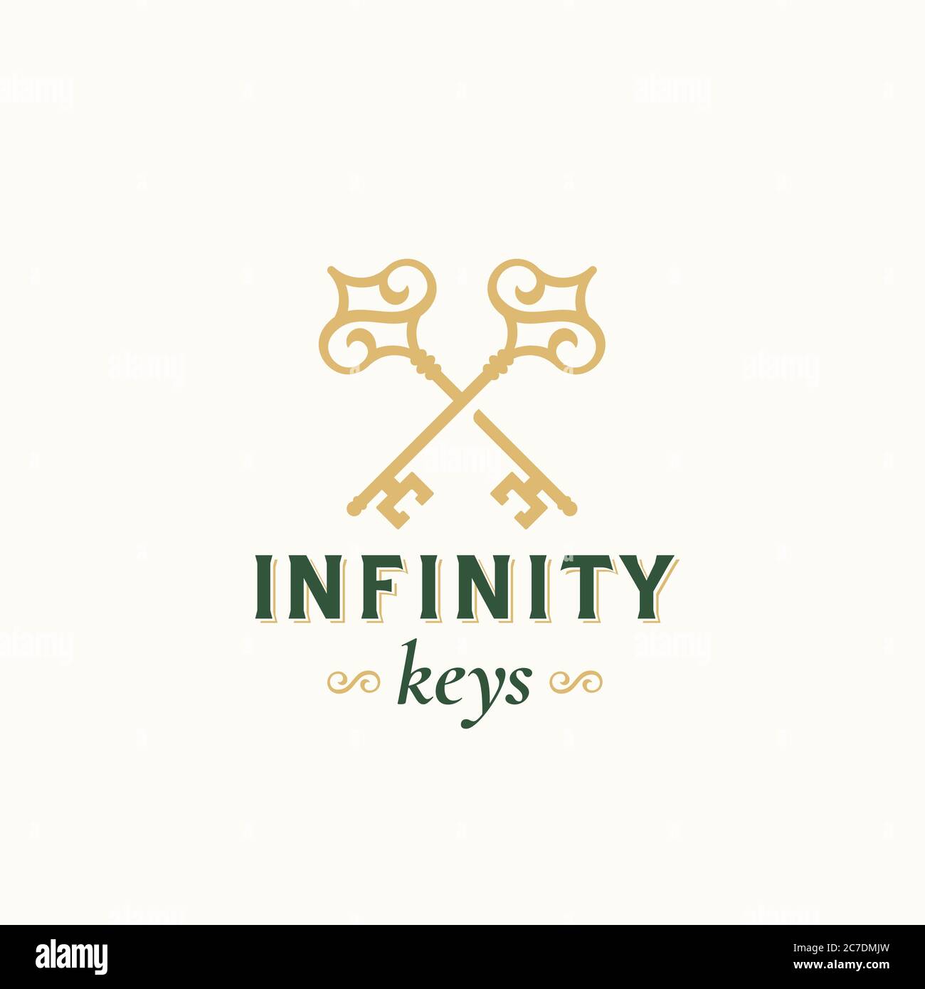 Vintage Keys with Infinity Swirls. Abstract Vector Sign, Symbol or Logo ...