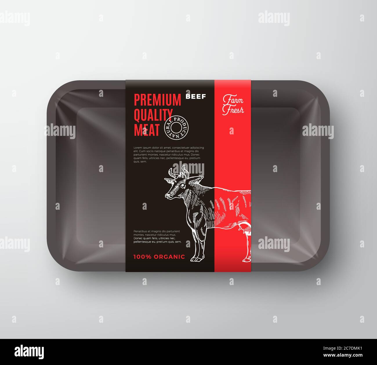 Premium Quality Beef Meat Packaging Design Layout with Label Stripe ...