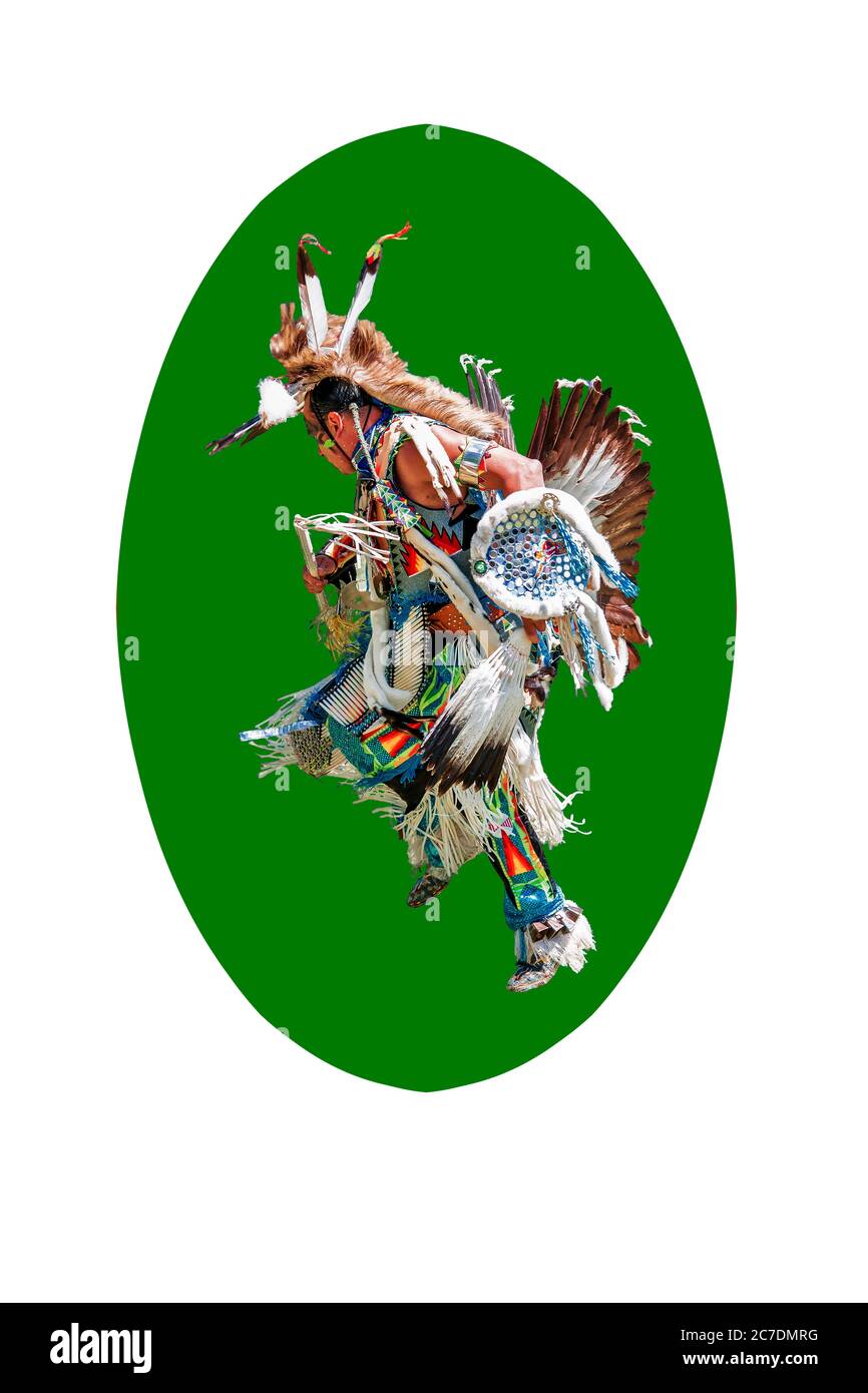 The young Indian, performs combat dance North American Indians Stock ...