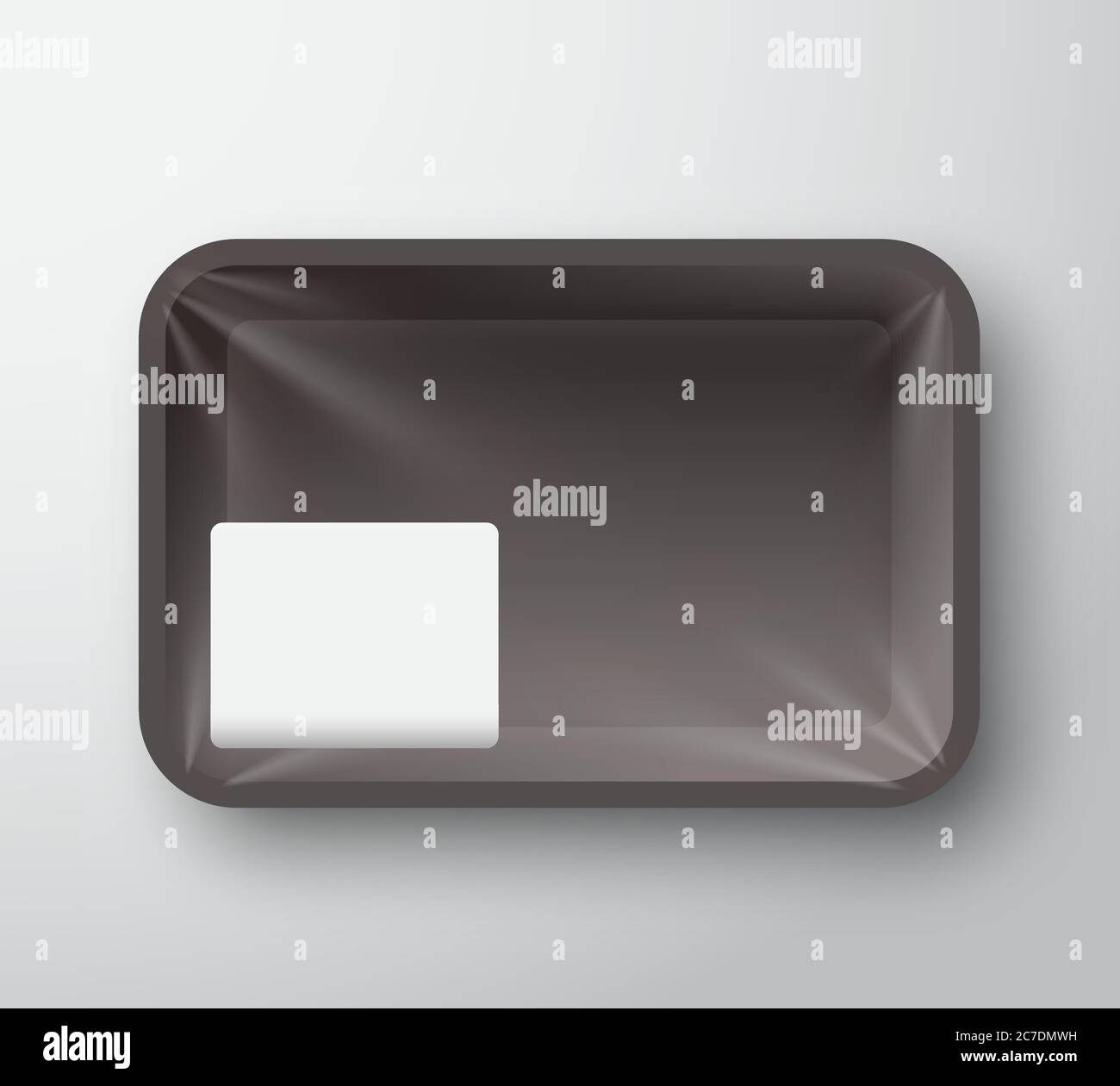Black Plastic Food Tray Container with Transparent Cellophane Cover and ...