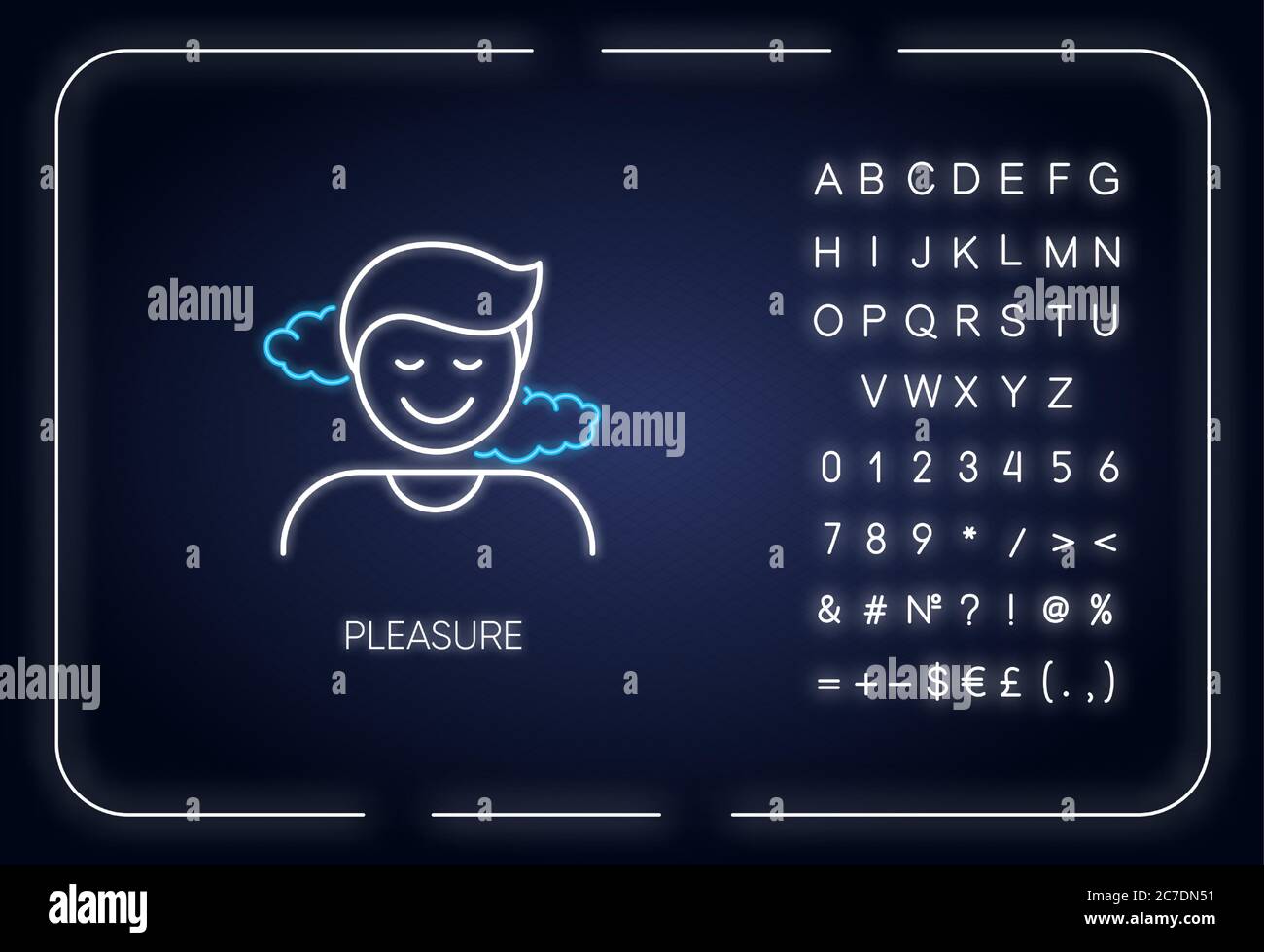 Pleasure neon light icon. Outer glowing effect. Positive emotion, good ...