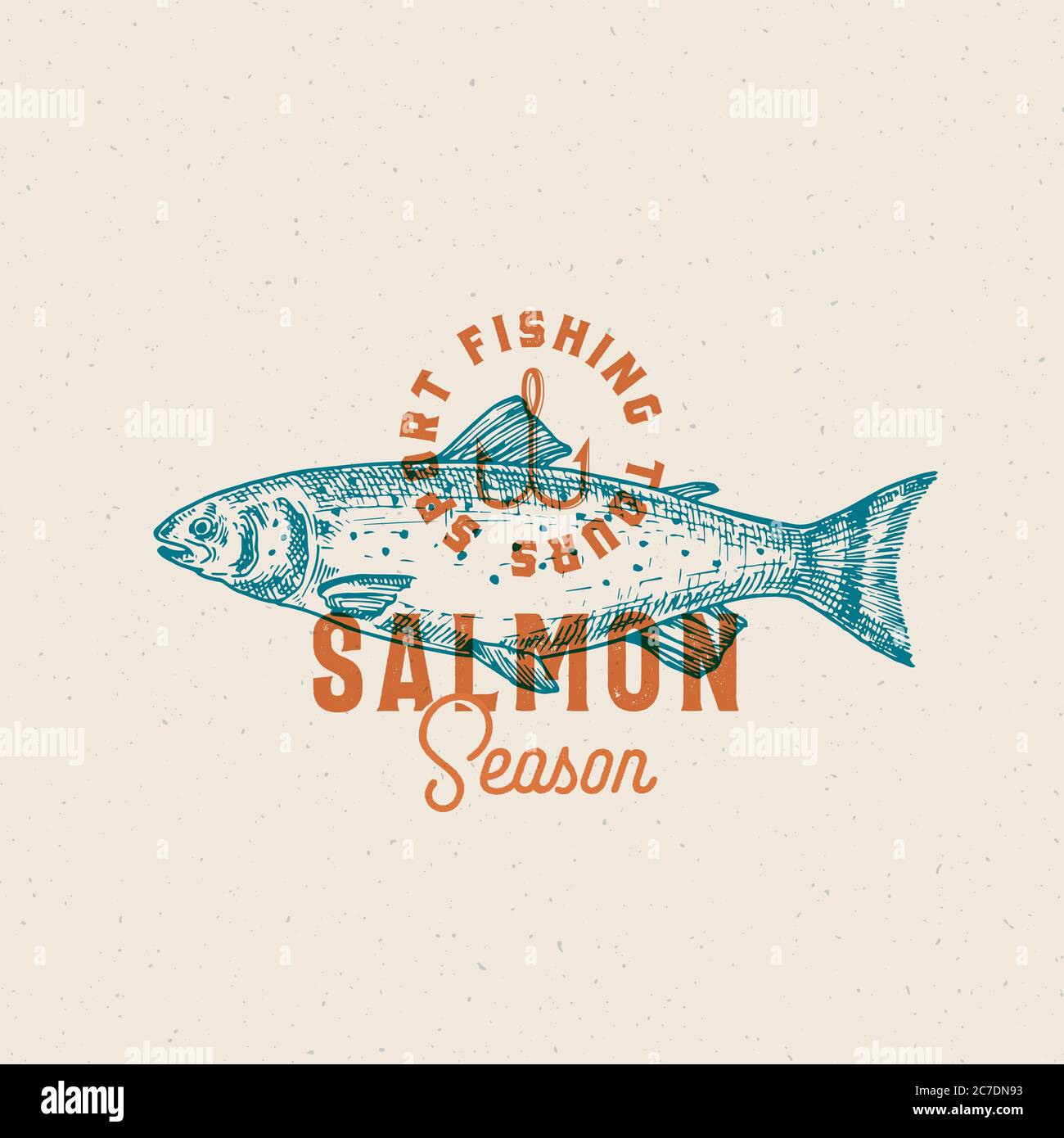 Salmon Fishing Season. Abstract Vector Sign, Symbol or Logo Template ...