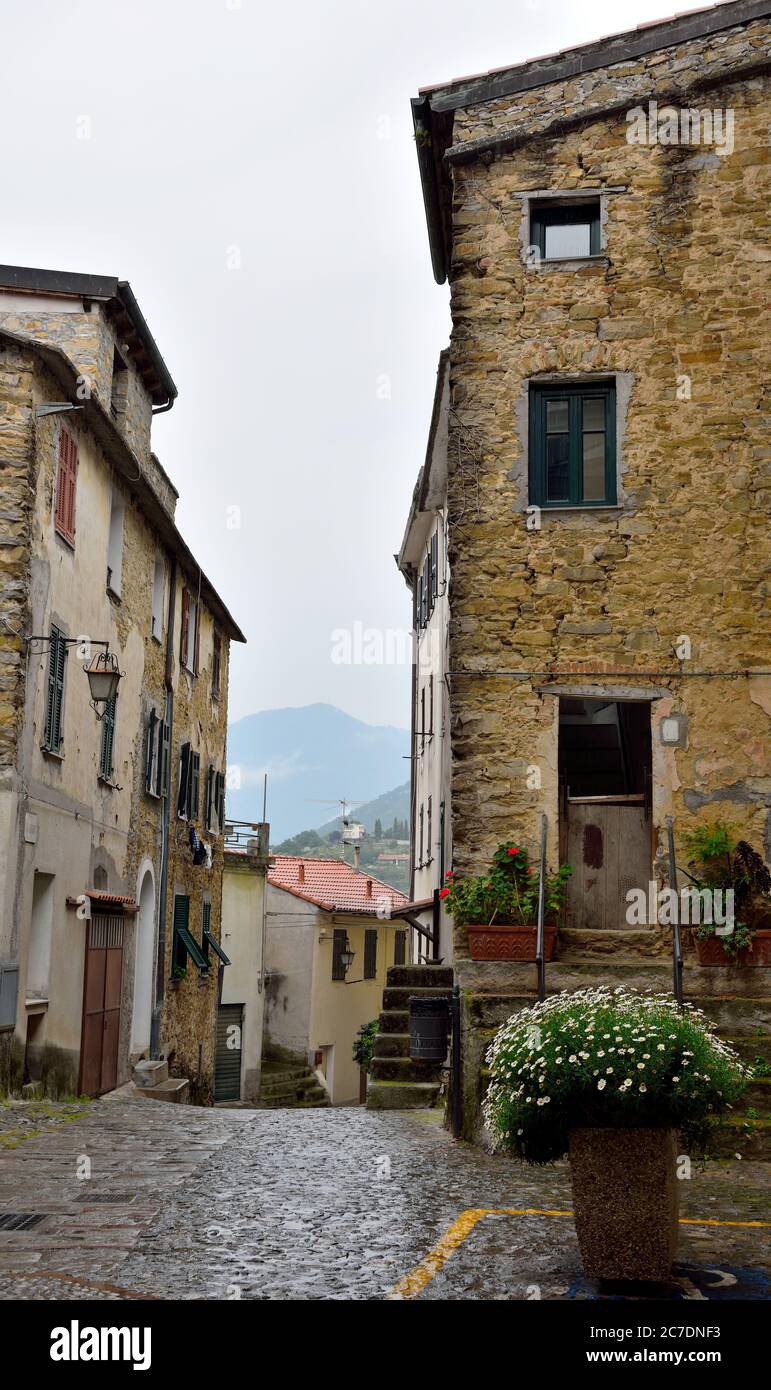 historic houses in the village of Perinaldo Italy Stock Photo - Alamy