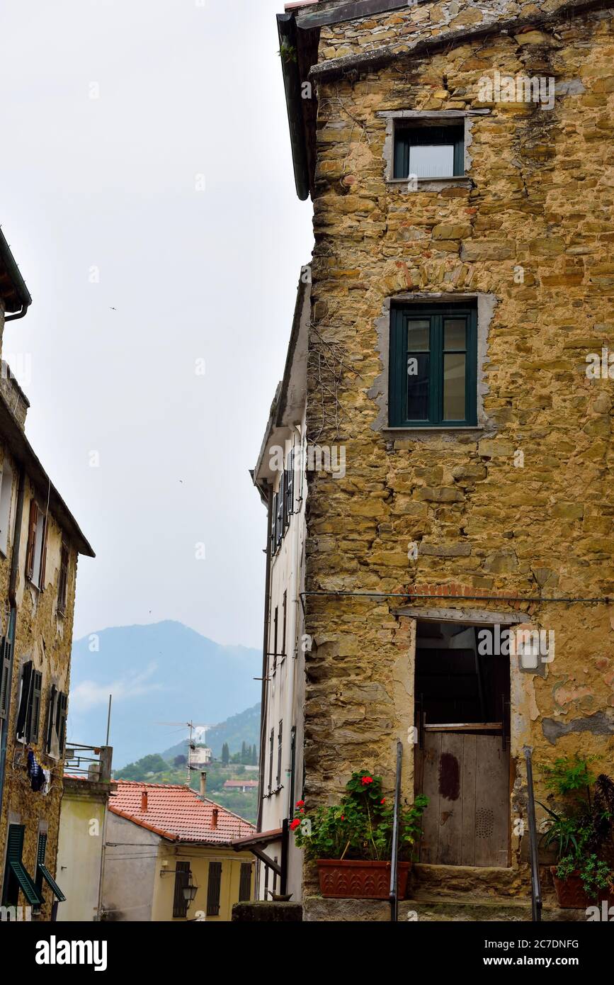 historic houses in the village of Perinaldo Italy Stock Photo - Alamy