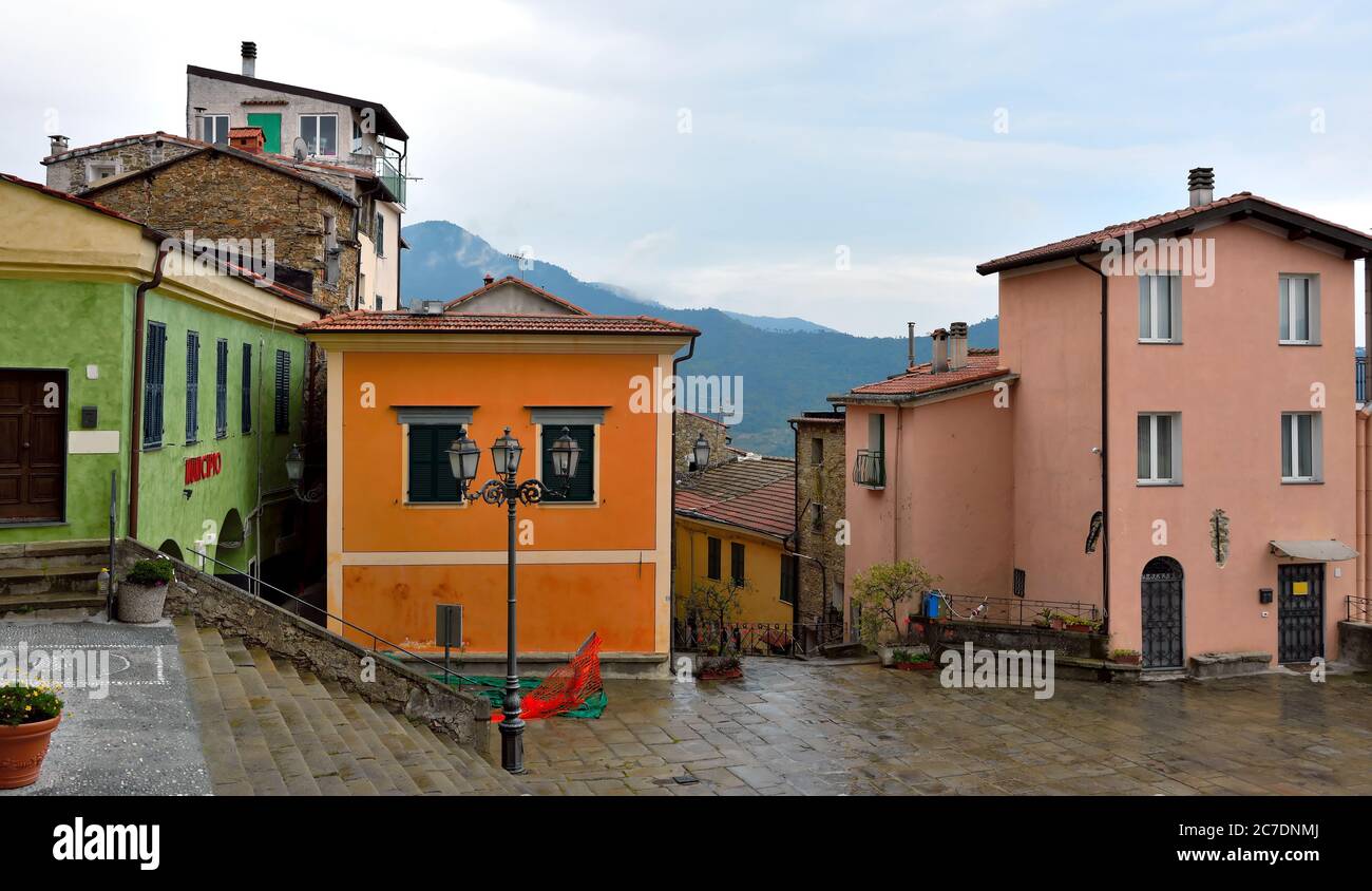 historic houses in the village of Perinaldo Italy Stock Photo - Alamy
