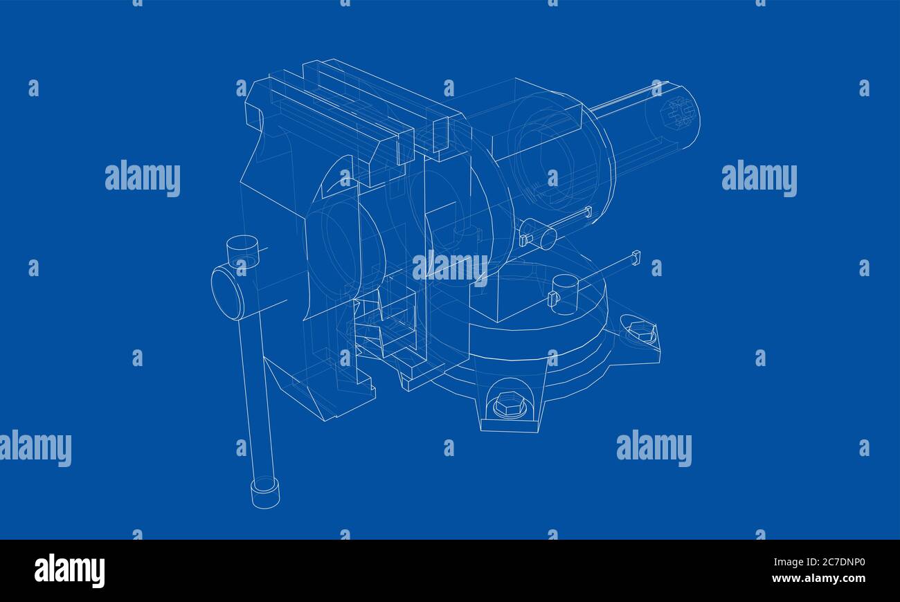 Outline vise. Wire-frame style Stock Photo - Alamy