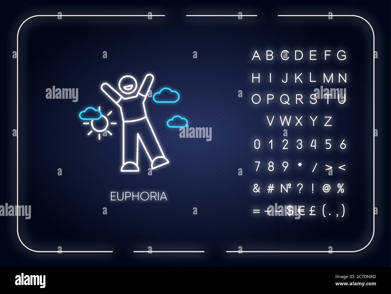 Euphoria neon light icon. Outer glowing effect. Happiness, good mood ...