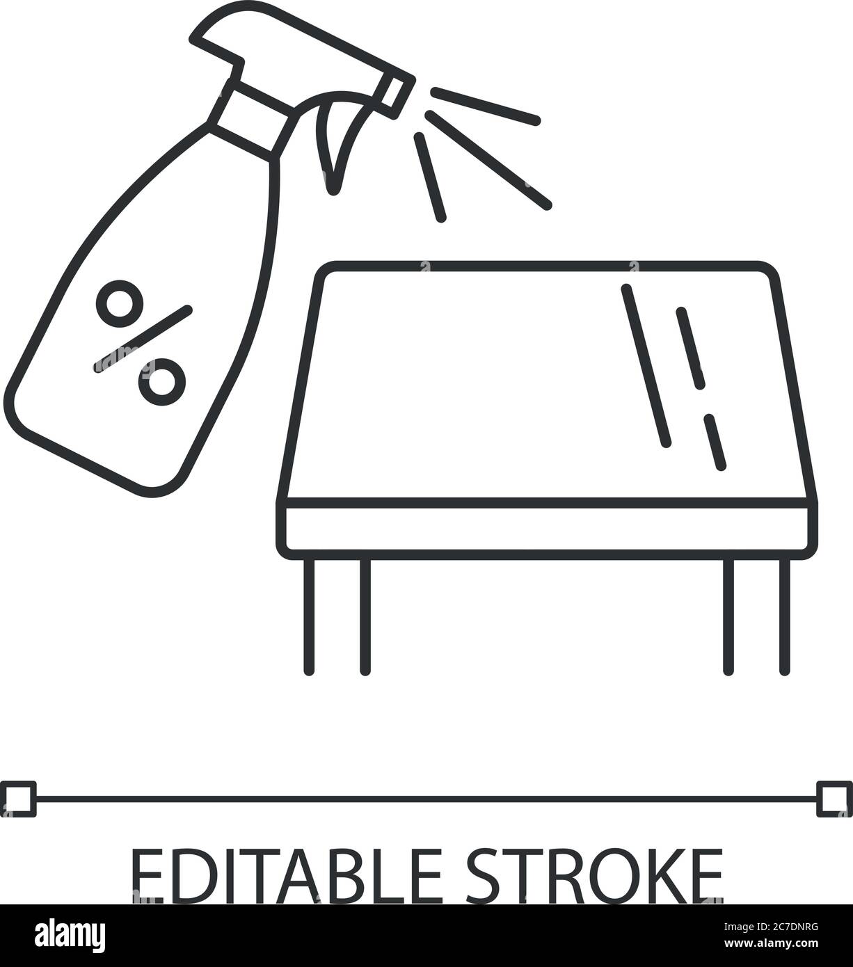 Tabletop cleaning pixel perfect linear icon. Surface cleaning thin line ...