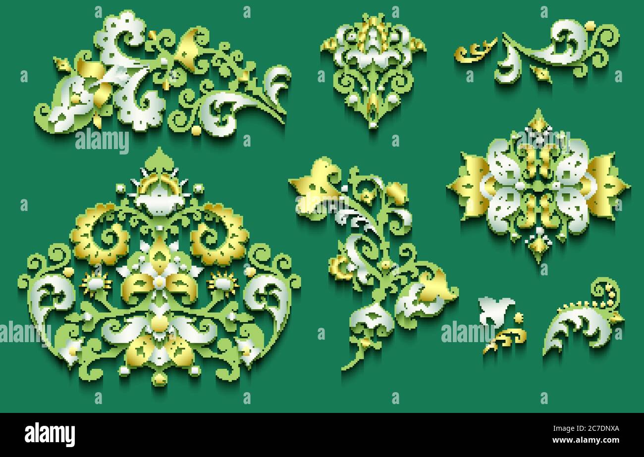 Vector modern volumetric floral elements set Stock Vector Image & Art ...