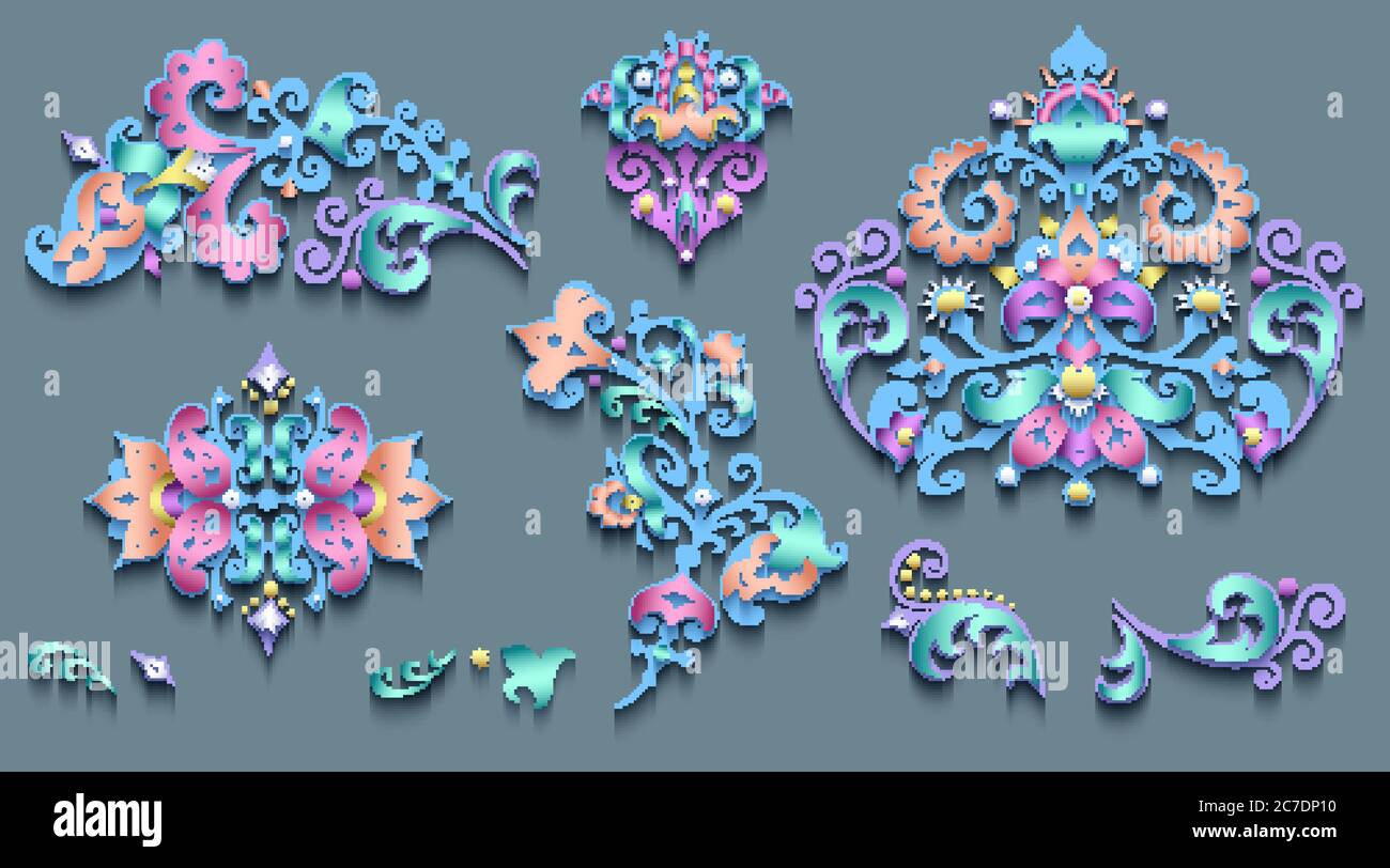 Vector modern volumetric floral elements set Stock Vector Image & Art ...