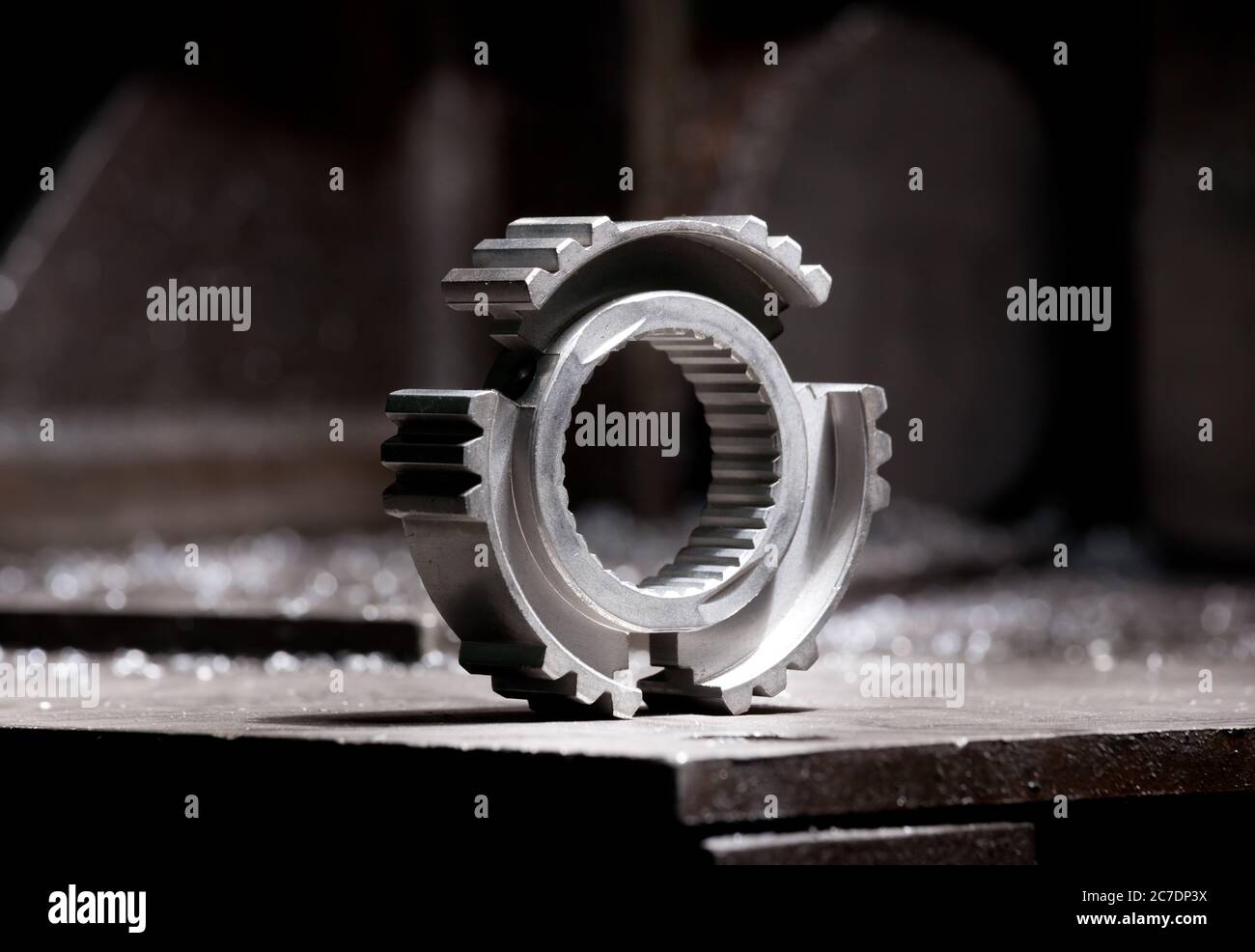 closeup of metallic shiny cogwheel - mechanic steel detail on ...