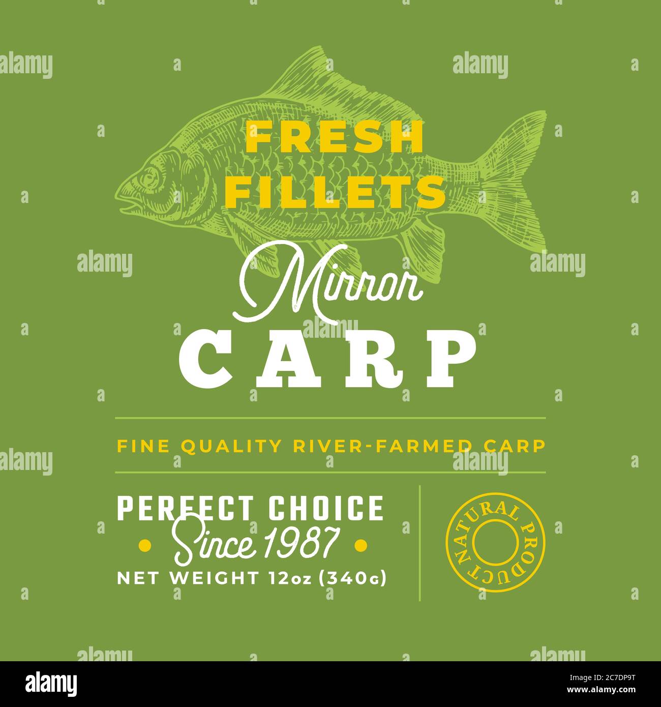 Fresh Fillets Premium Quality Label . Abstract Vector Fish Packaging ...