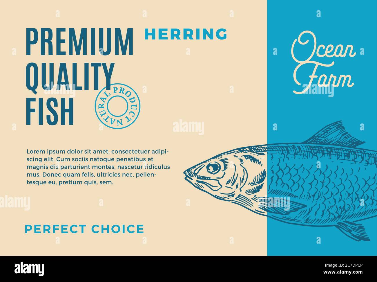 Premium Quality Herring. Abstract Vector Fish Packaging Design or Label ...