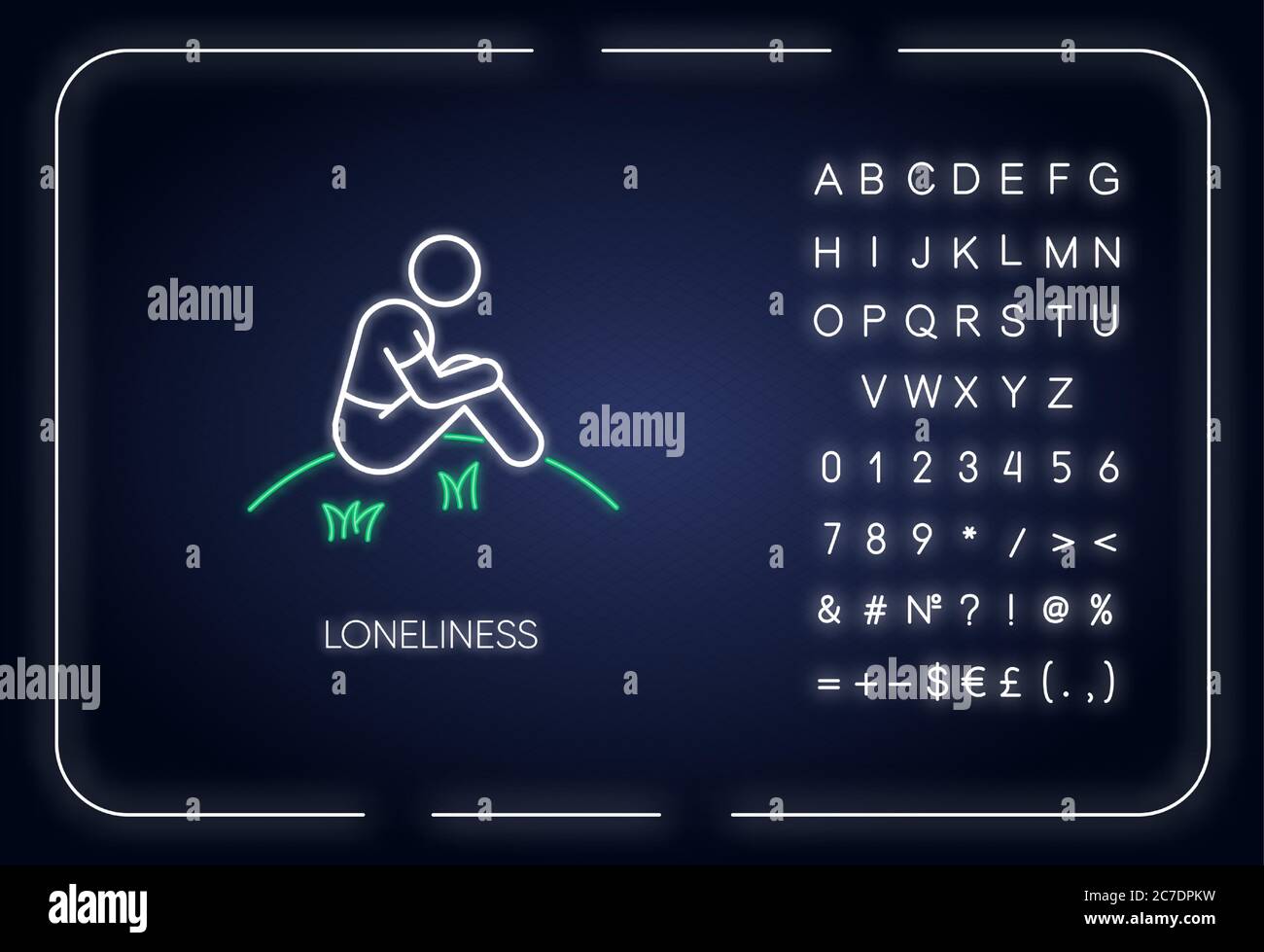 Loneliness neon light icon. Outer glowing effect. Melancholy ...