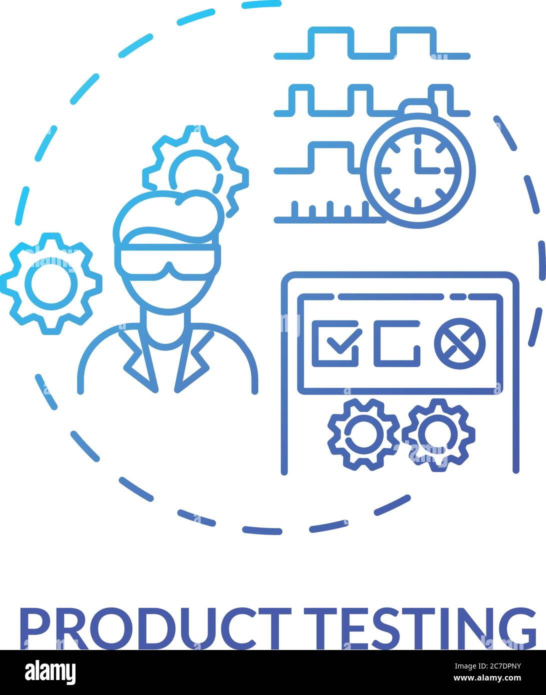 Product testing blue gradient concept icon. Professional business ...