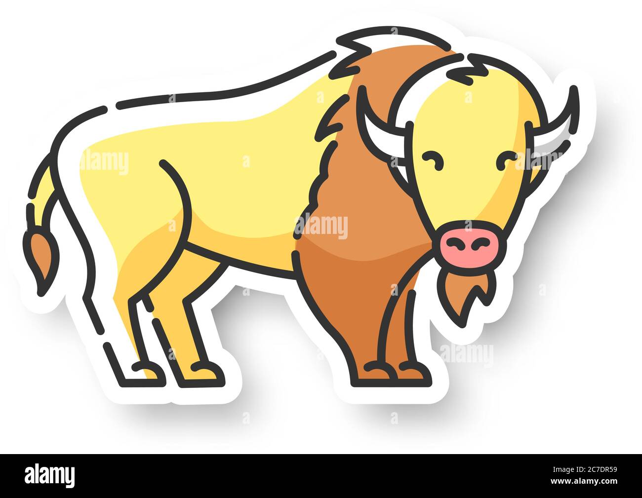 Bison patch. North American fauna, herbivore animal, endangered species ...