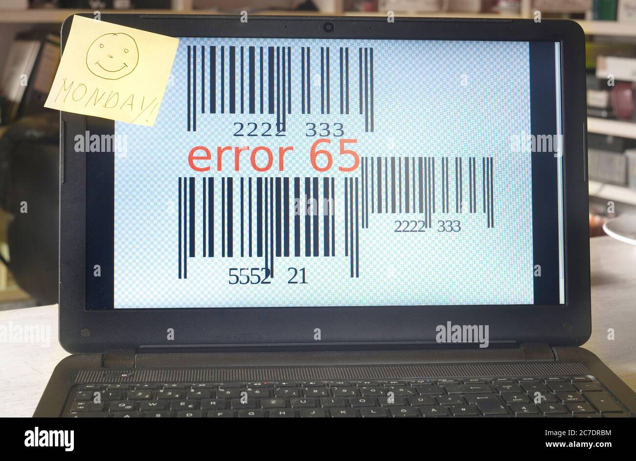 error message on a laptop with monday smile Stock Photo - Alamy