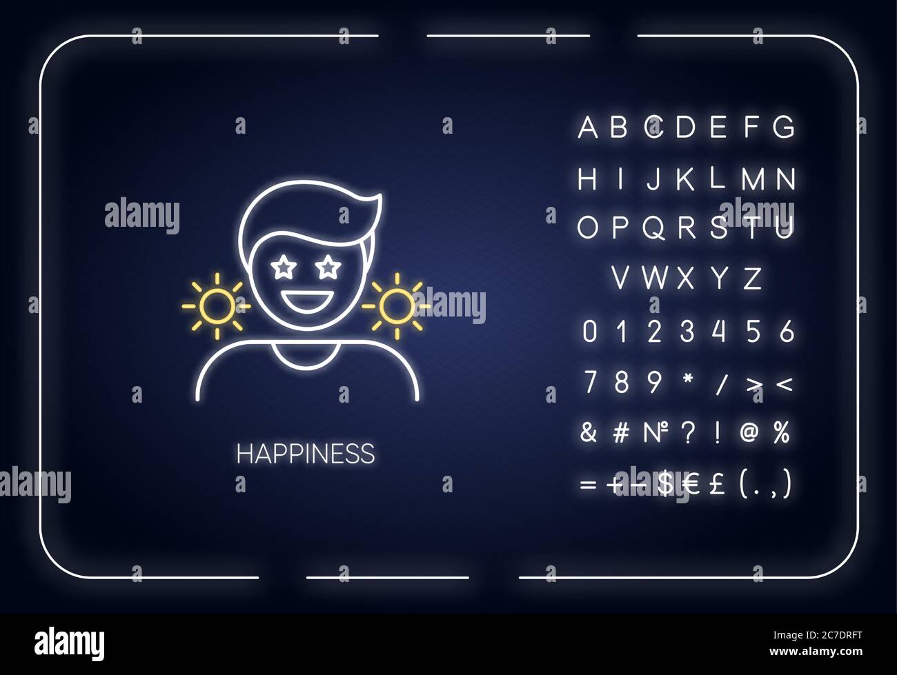 Happiness neon light icon. Outer glowing effect. Positive mindset ...